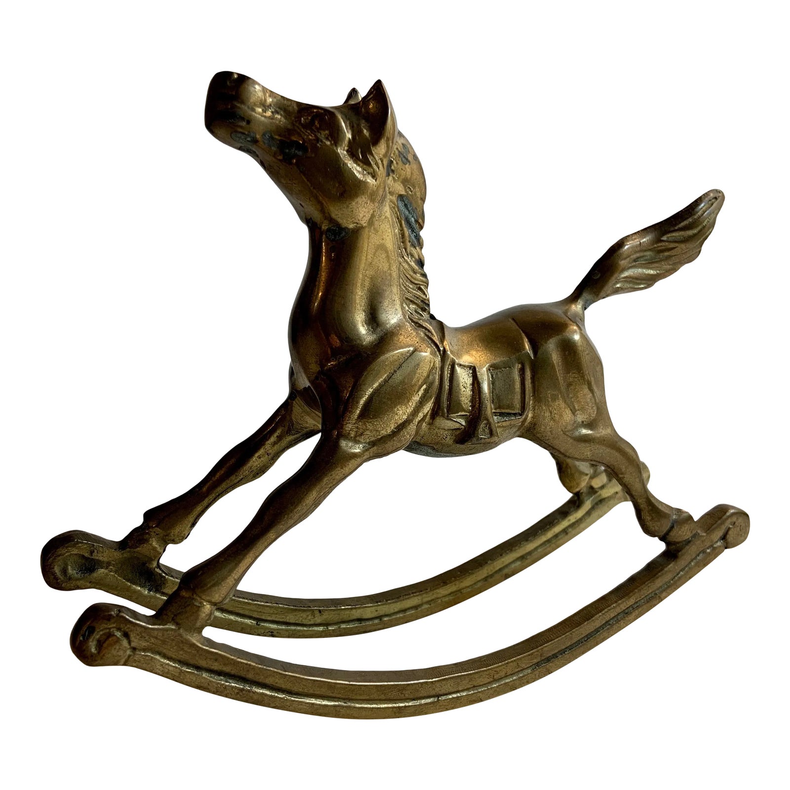 1980s Vintage Brass Rocking Horse | Chairish