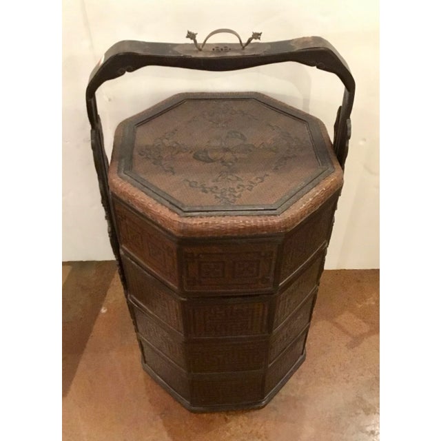 Antique Asian Tall Wood Wedding Basket | Chairish