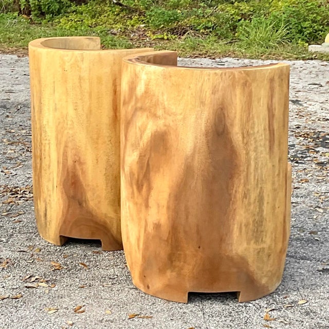 Vintage Boho Carved Tree Trunk Chair | Chairish