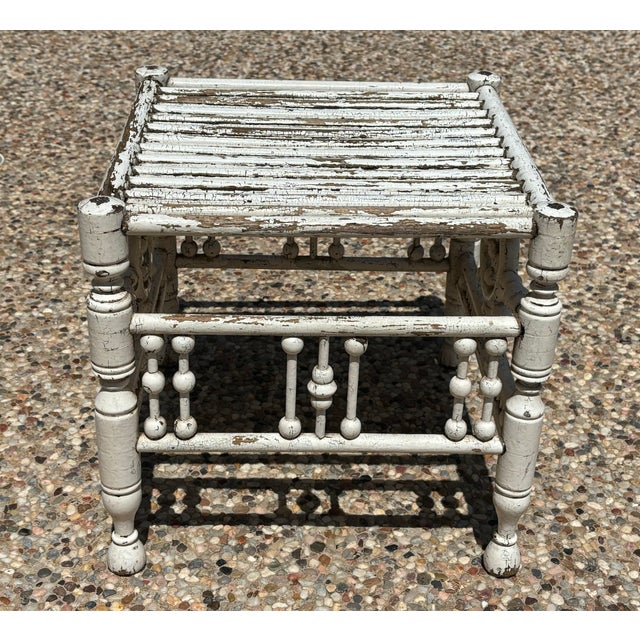 Antique Coastal Style Stick and Ball Stool | Chairish