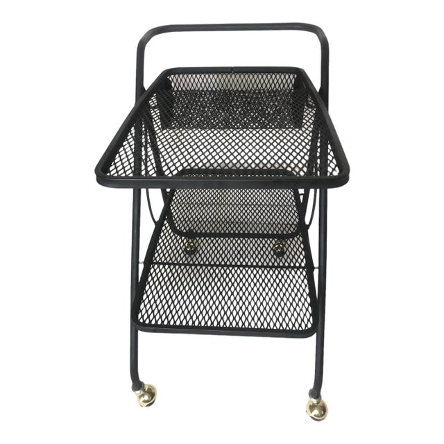 Mid-Century Metal Mesh Bar Cart | Chairish