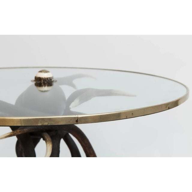 19th Century Antler Base Side Table With Glass Top | Chairish