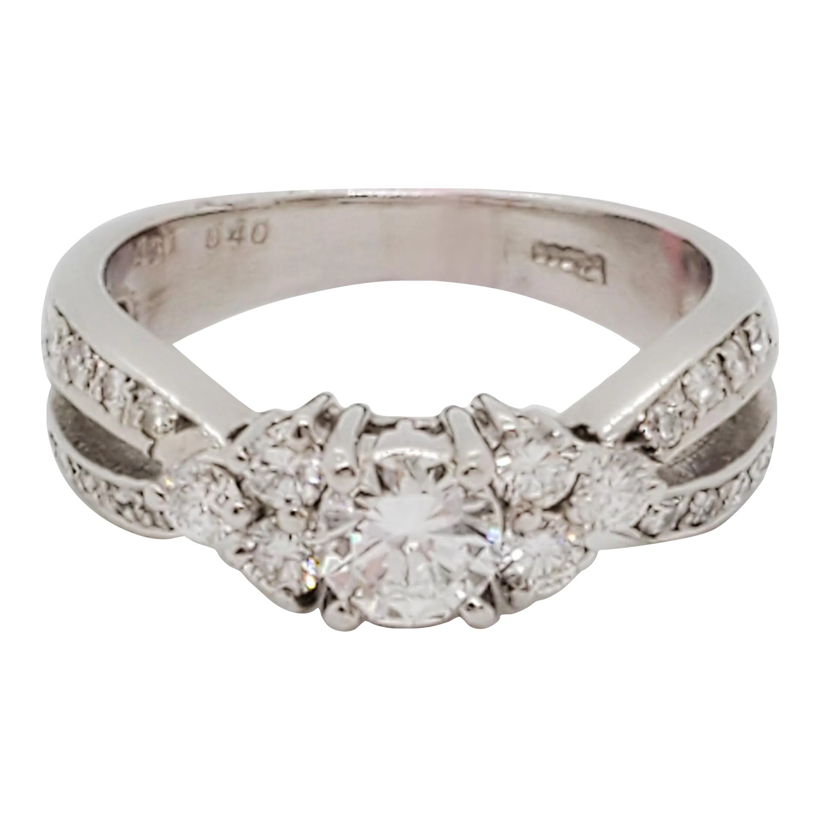 Estate White Diamond Engagement Ring in Platinum, size 4.75 | Chairish