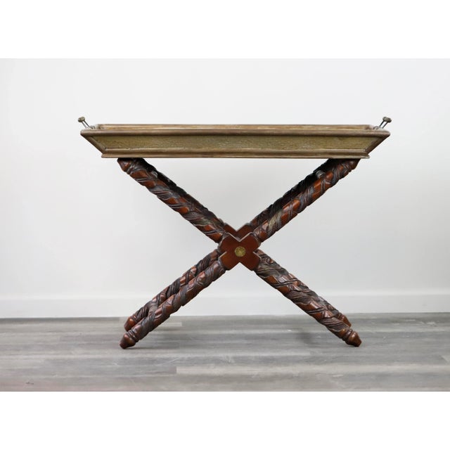 Tray-Top Side Table With Foliate Carved Legs | Chairish
