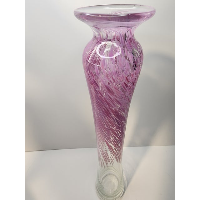 1990s Joe Mattson Studio Art Glass Punk Clear Tall Vase | Chairish