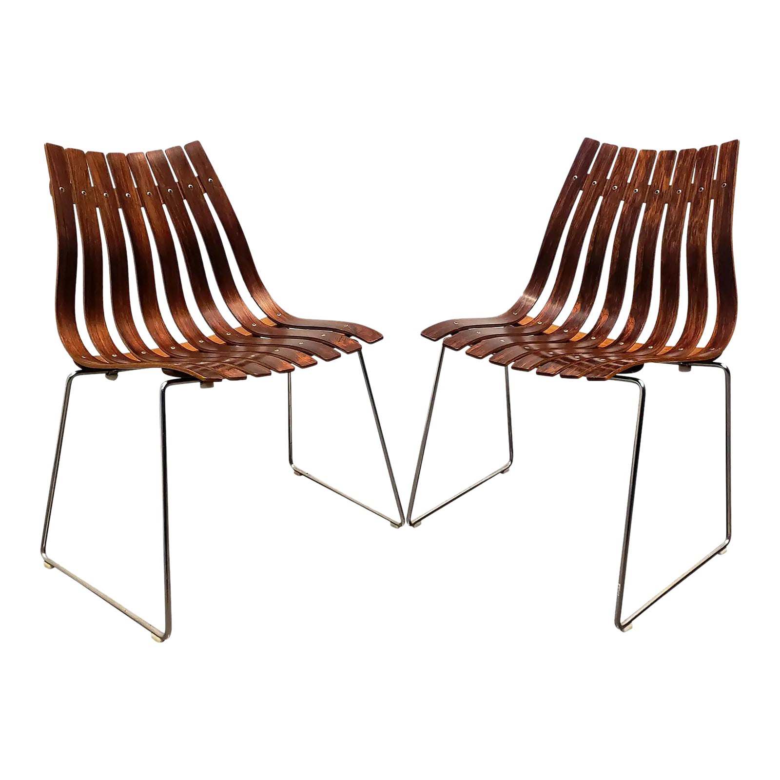 Rare Mid Century Danish Modern Slat Chairs by Hans Brattrud for Hove ...