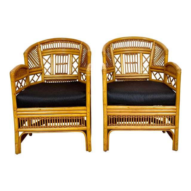 Vintage Rattan Brighton Style Chairs- a Pair | Chairish