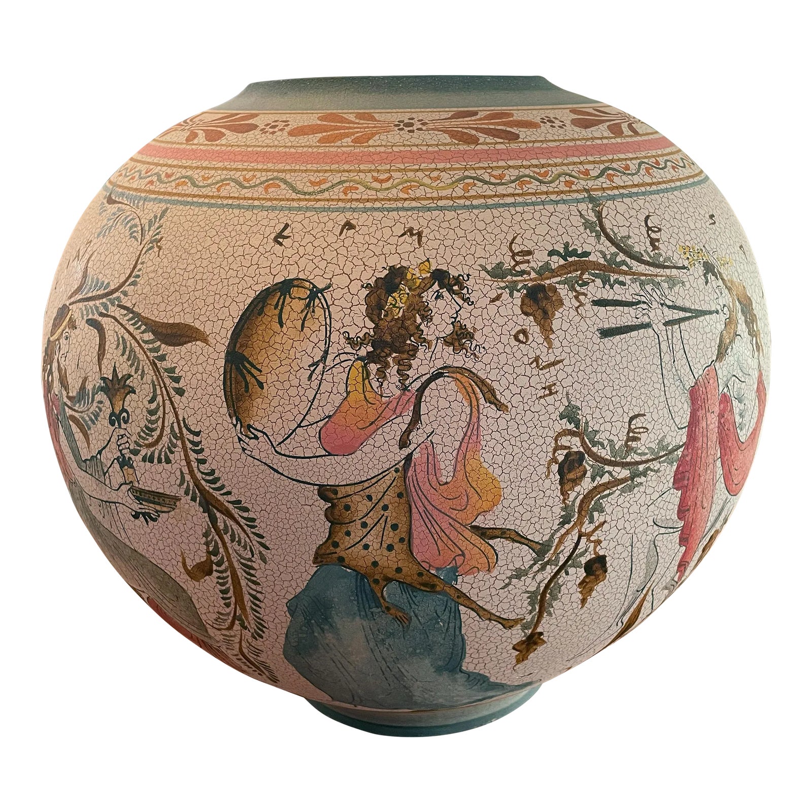 Late 20th Century Greek Reproduction of a White Vase (Amphora) With Two ...