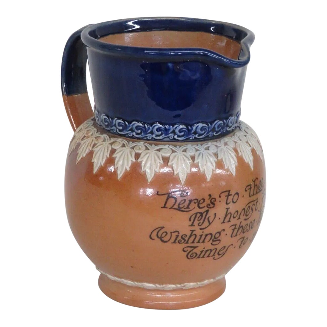 Royal Doulton Lambeth Stoneware 711 Hard Times Sayings Motto Pitcher ...