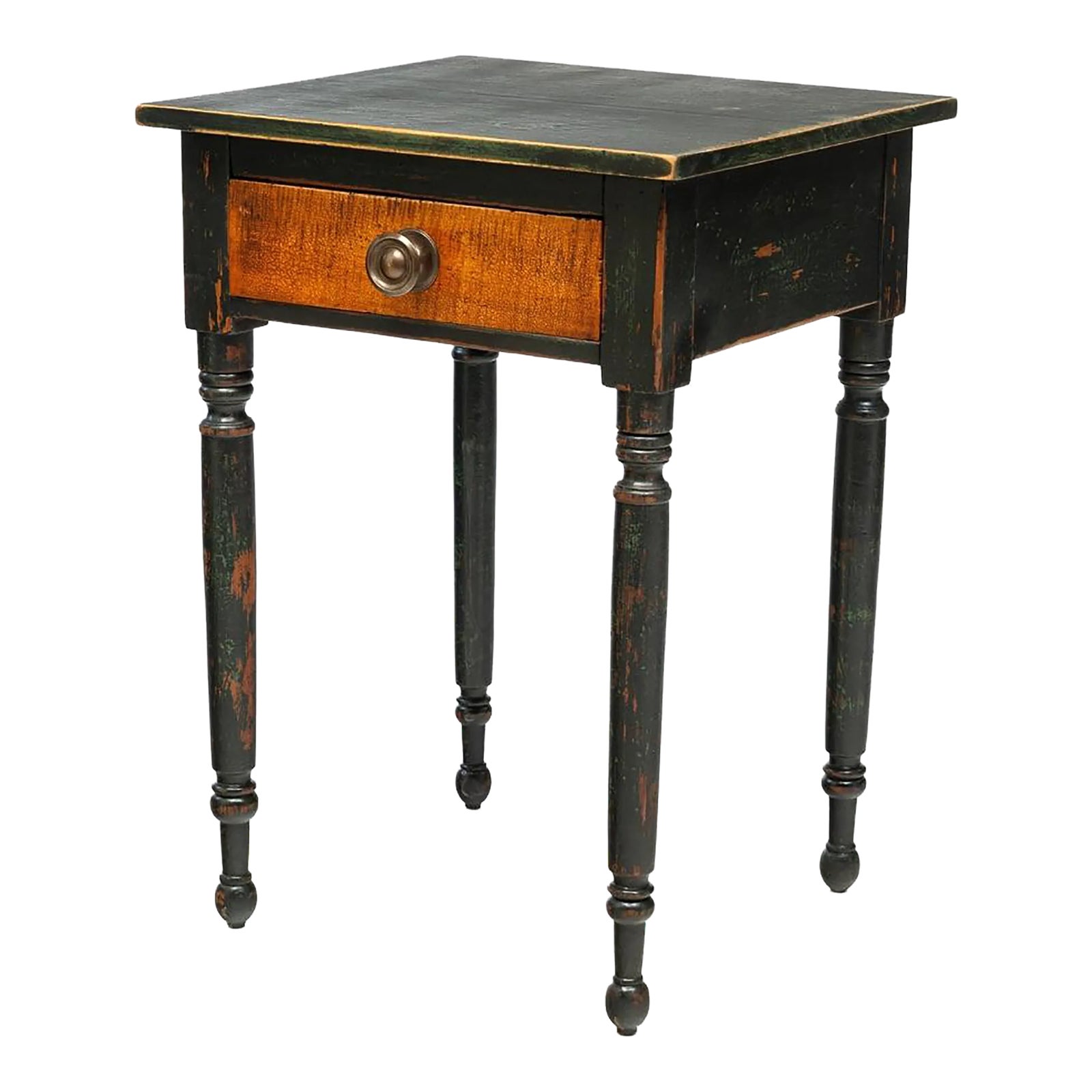 Early American Painted Sheraton Stand Side Table | Chairish