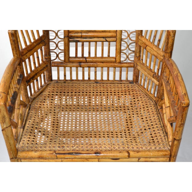 1970 Vintage Brighton Chinoiserie Rattan Burnt Bamboo Caning Split Reed ...