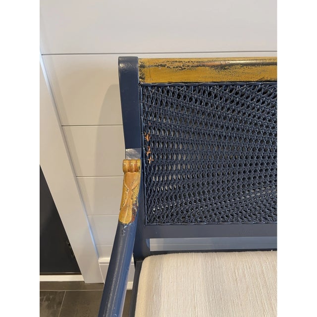 Mid 20th Century Vintage Hand-Painted Double-Sided Cane Settee | Chairish