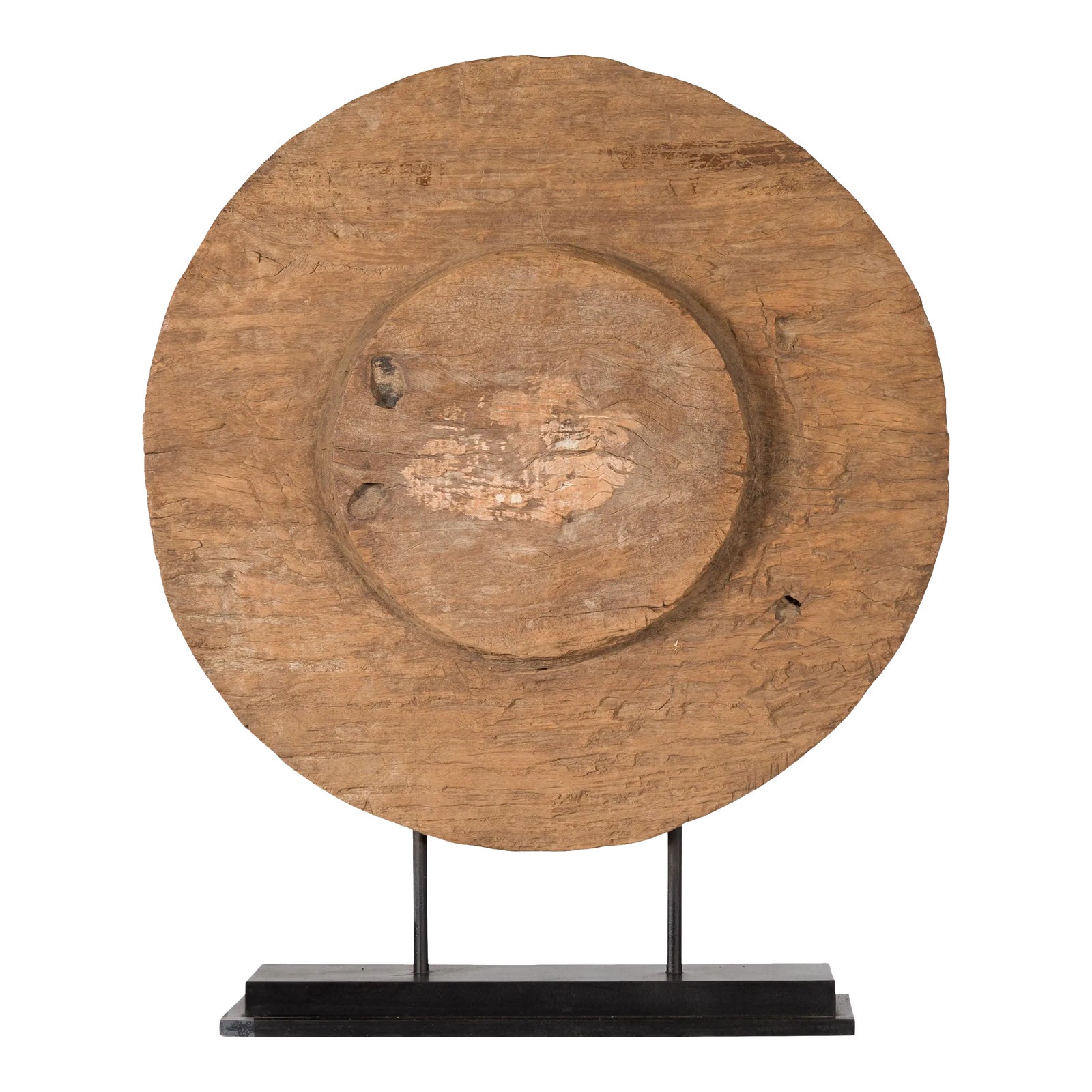 Antique Chinese 19th Century Rustic Mounted Ox Cart Wooden Wheel on ...