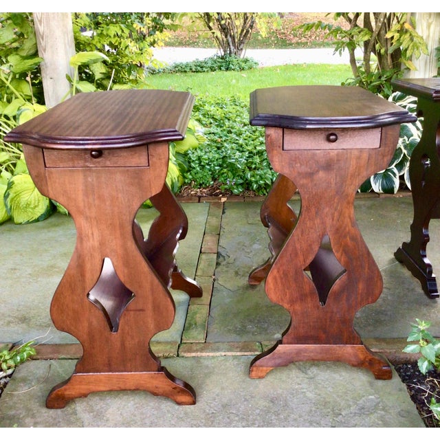 1950s Pair of Cigar Tables With Pull Out Ashtray Shelf and Brass ...