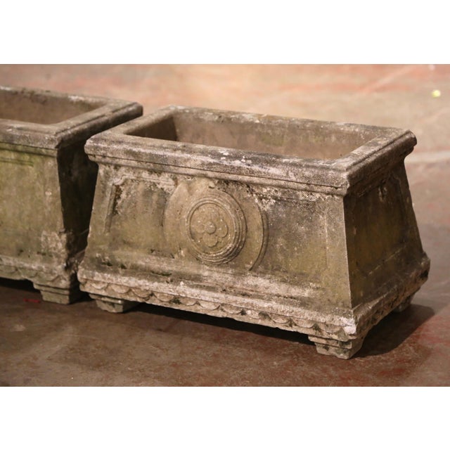 Pair of 19th Century French Weathered Verdigris Carved Outdoor Stone ...