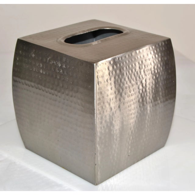 Vintage Cube Hand Hammered Stainless Steel Tissue Boutique Box Cover ...