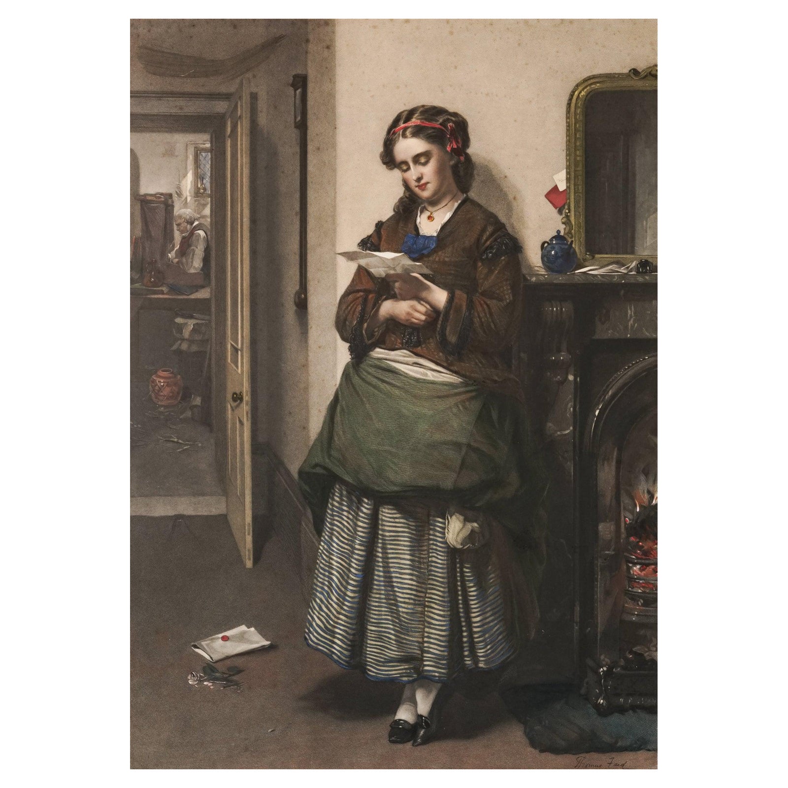 Thomas Faed RA, Reading a Letter, 1890, Lithograph | Chairish