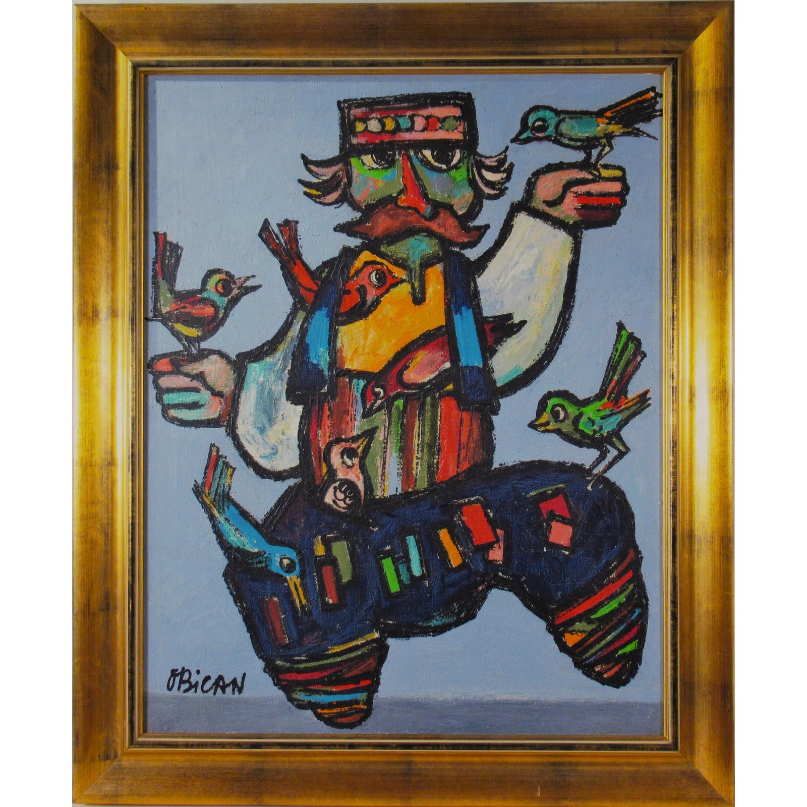 Jovan Obican, Man Dancing with Birds, Circa 1970 | Chairish