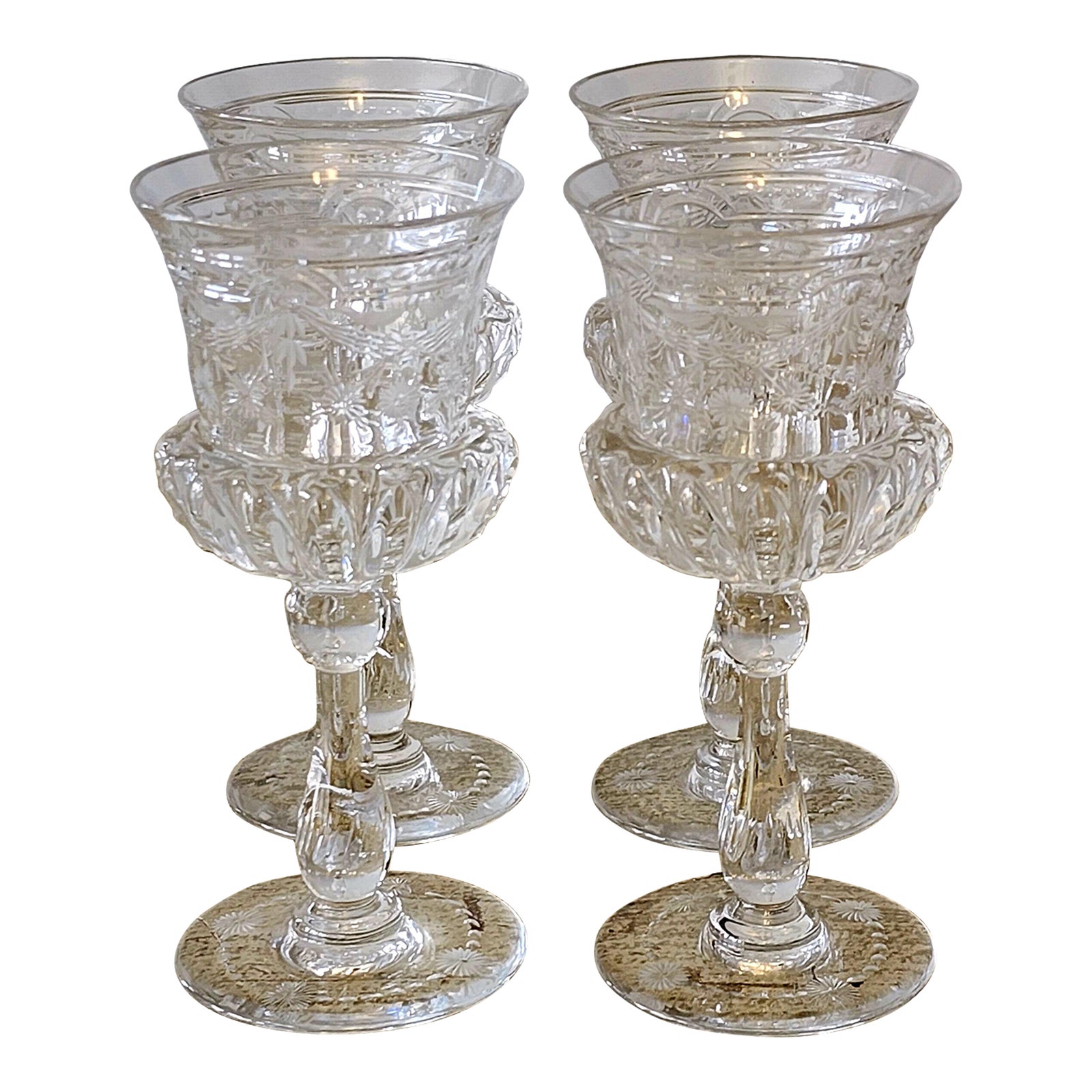 Late 19th Century Thomas Webb Rock Crystal Claret Wine Glasses- Set of ...
