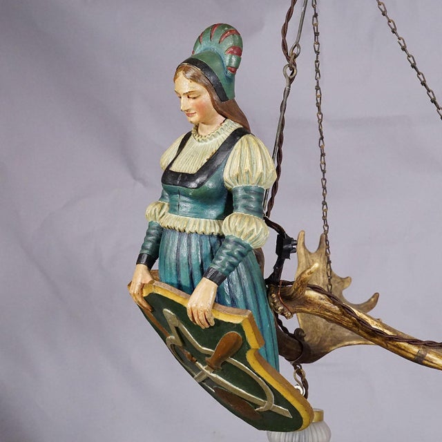 Wooden Carved Lusterweibchen of a Medieval Noble Lady Ca. 1910 | Chairish