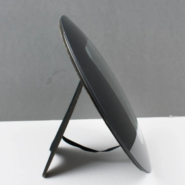 Space Age Black Glass Round Picture Frame | Chairish