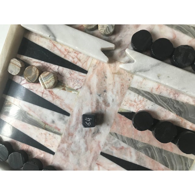 Vintage Stone Backgammon Board and Pieces | Chairish