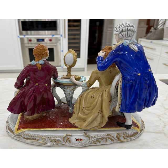 Karl Ens German Porcelain Rococo Trio Figurine — Hairdressing Scene ...