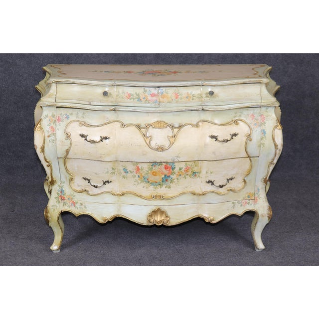 Paint Decorated Venetian Bombe Italian Commode Dresser Circa 1940 ...