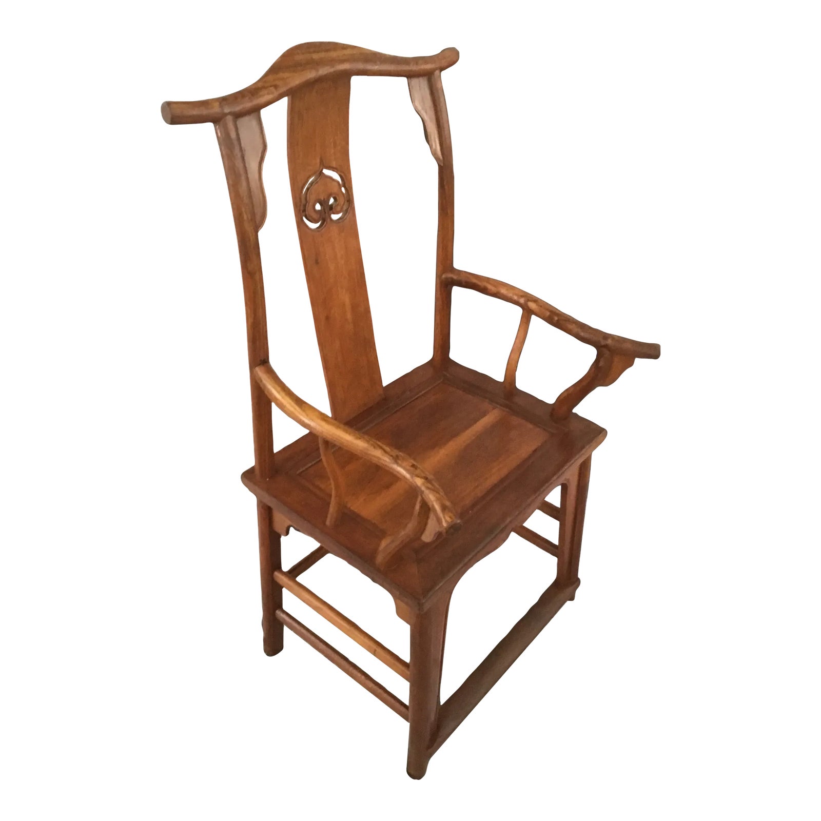 Early 1800s Antique Chinese Hardwood Yoke-Back Chairs Qing Dynasty With ...