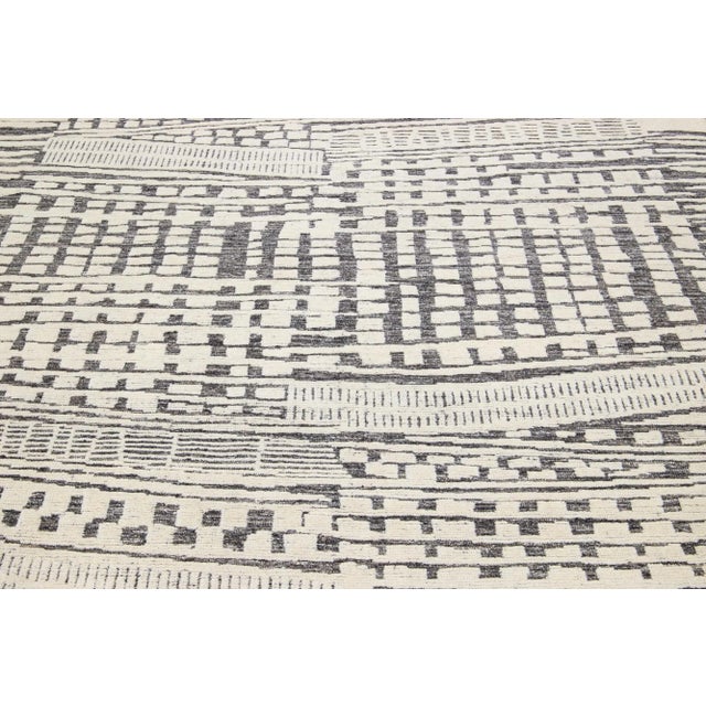 Abstract Moroccan Style Modern Wool Rug In, Grey | Chairish