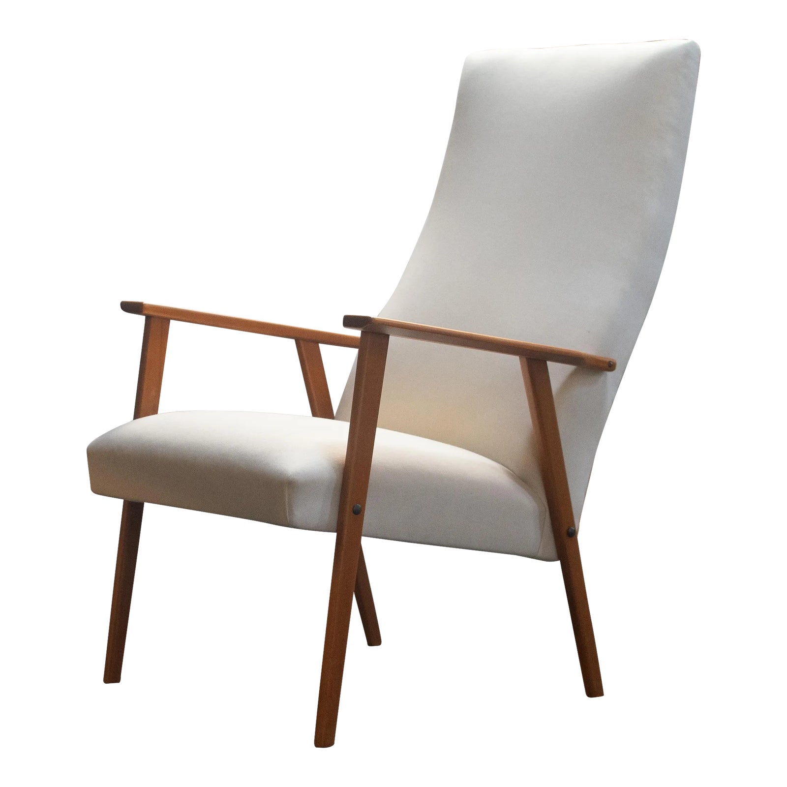 Scandinavian Modern Tall Back Easy Chair- Com Ready | Chairish