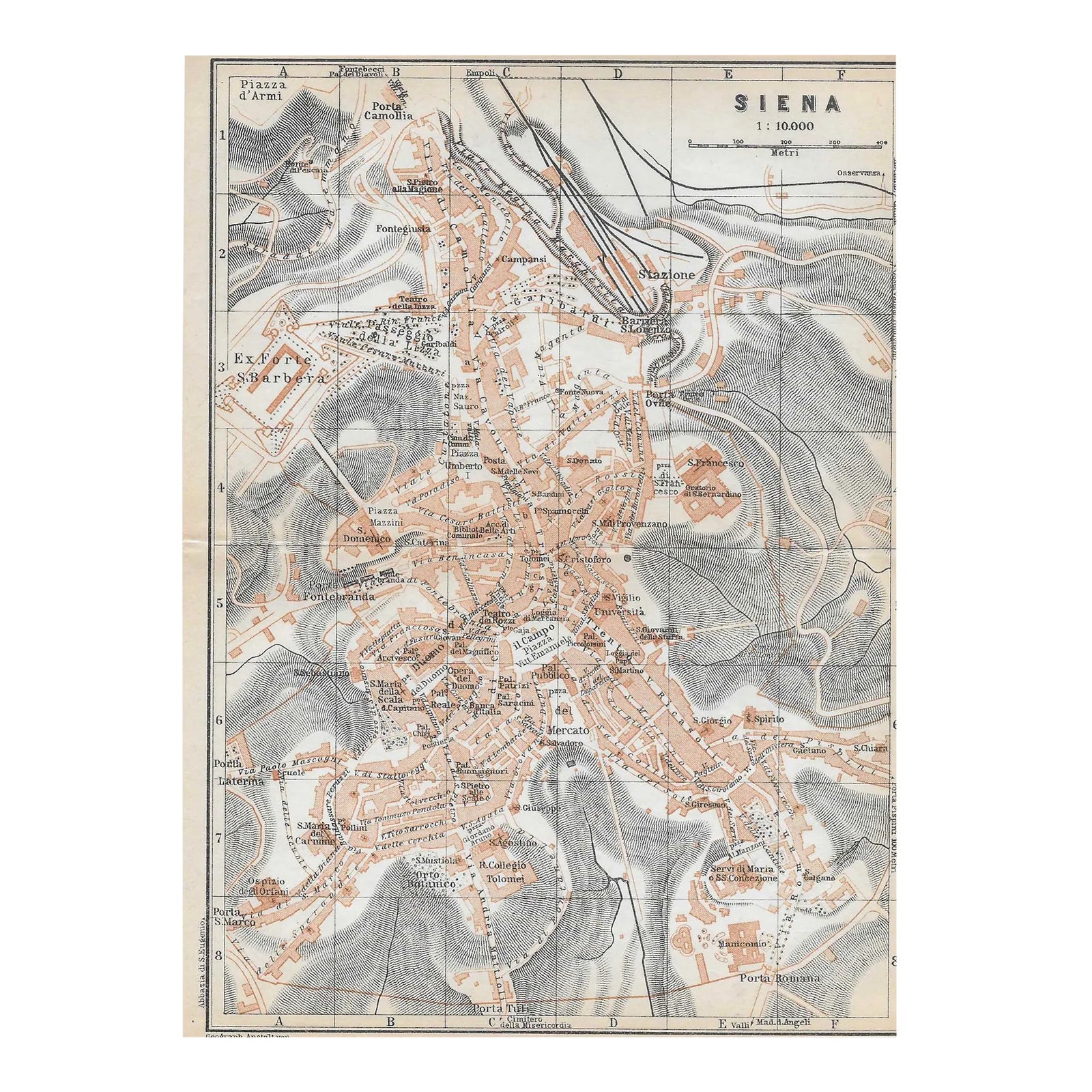 1910 Map of Siena Italy | Chairish
