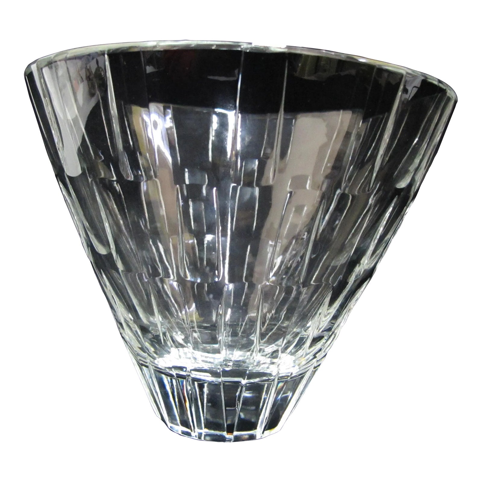 Large Stuart Clear Geometric Art Cut Glass Crystal Conical 6 3/4" Bowl ...