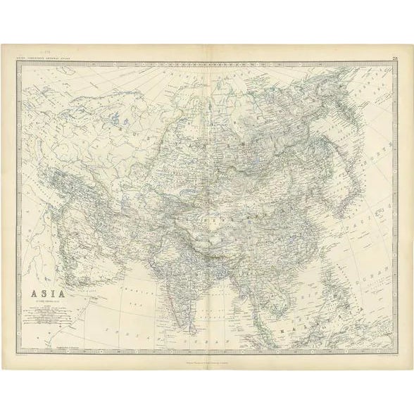 Antique Map of Asia by K. Johnston, 1879 | Chairish