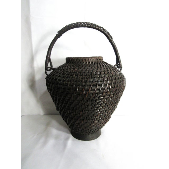 Vintage Large Urn Shaped Rattan Basket | Chairish