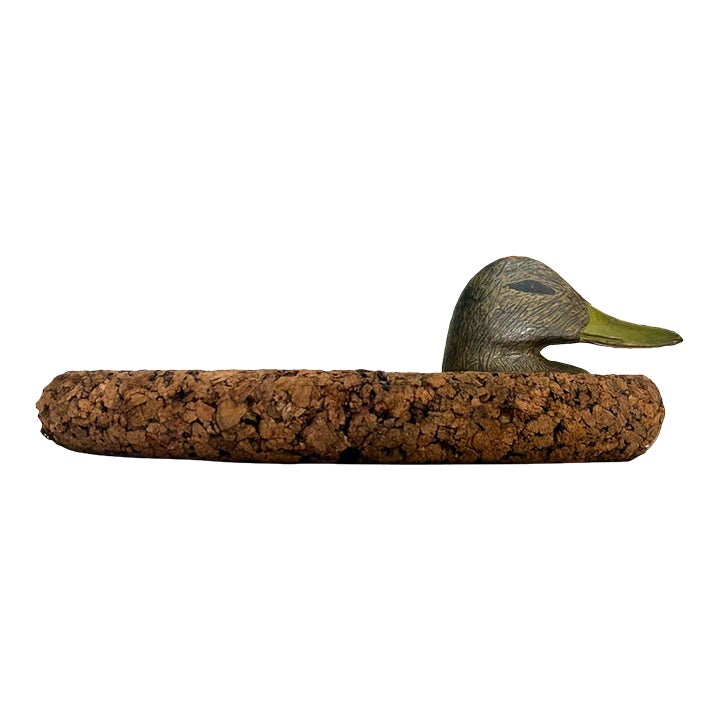 Early 20th Century Handcrafted Cork Decoy With Painted Wood Head | Chairish