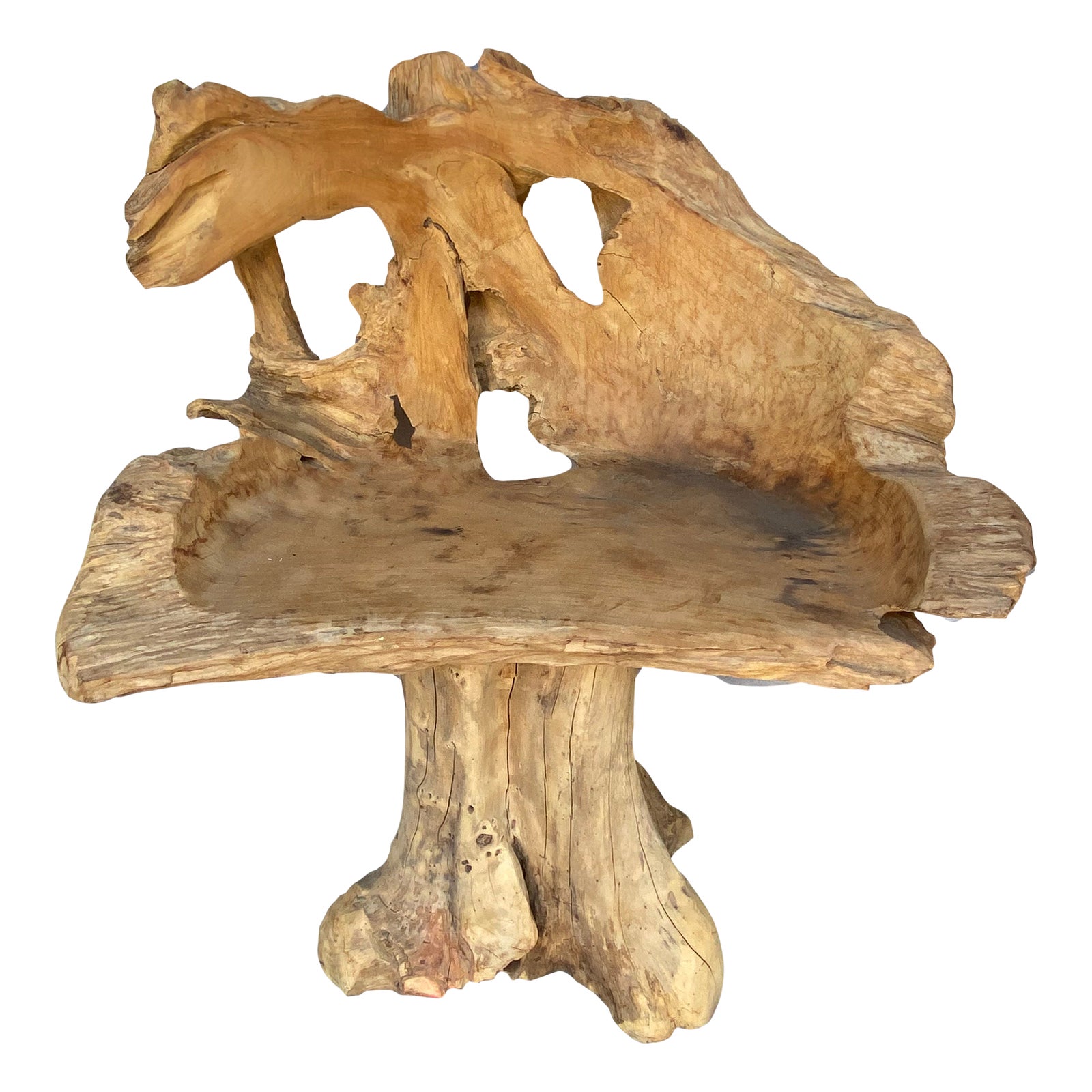 Teak Root Live Edge Chair | Chairish