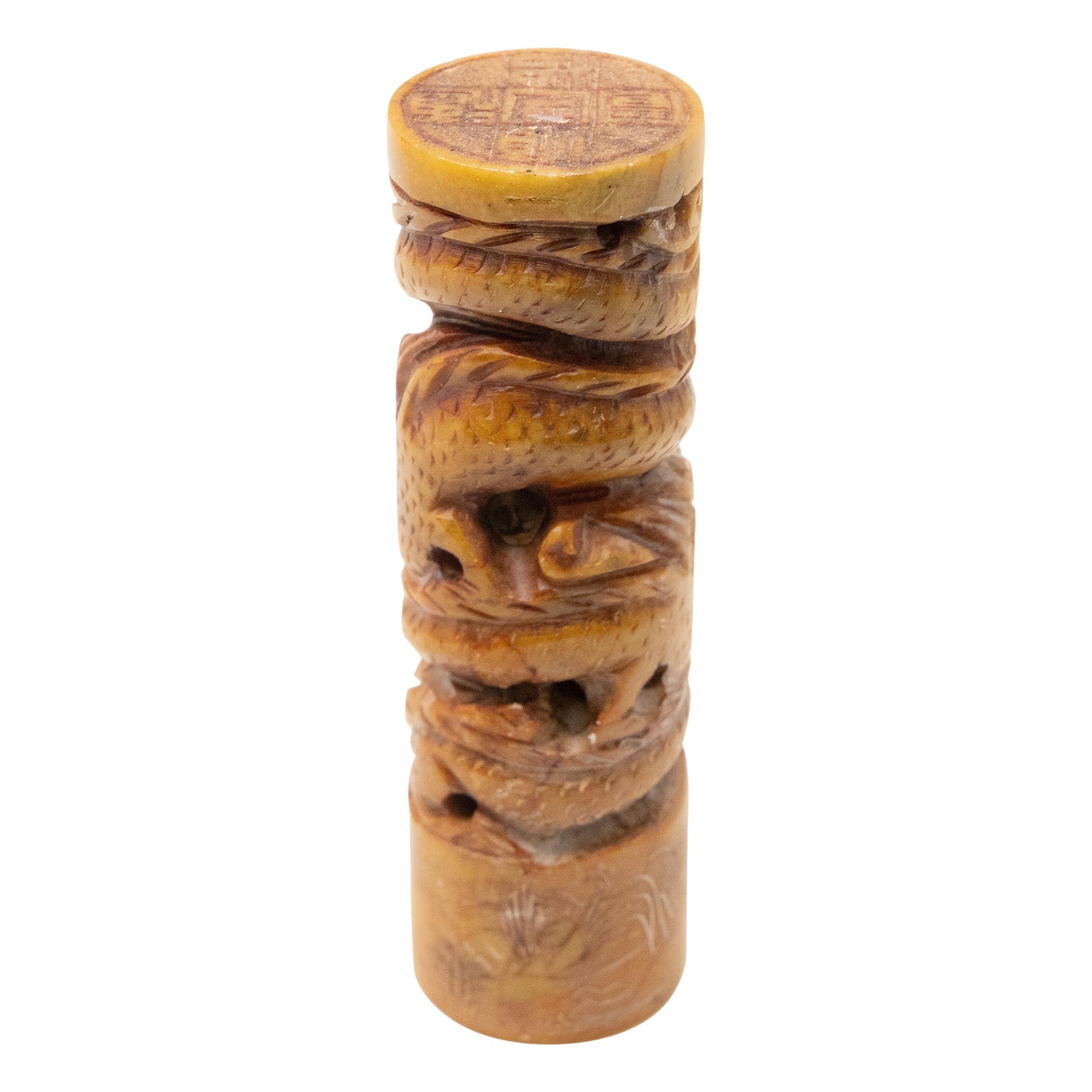 Chinese Soapstone Hand Carved Chop Seal | Chairish