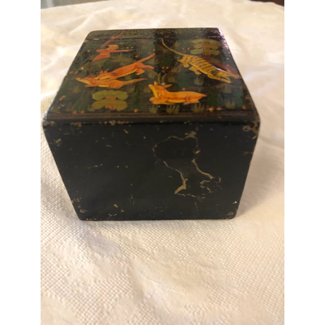 Vintage Kashmir Lacquered Hand Painted Paper Mache Playing Card Box ...