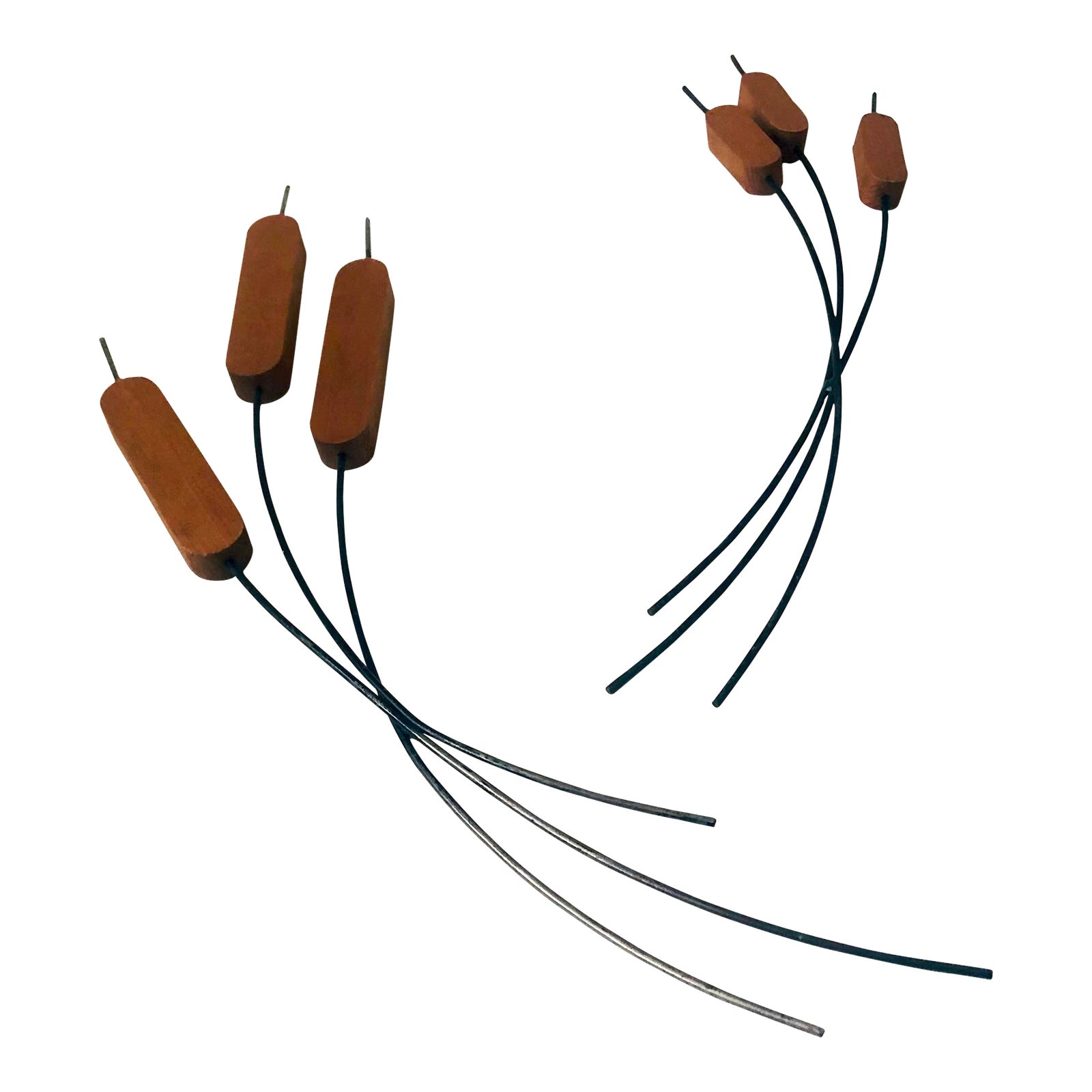 Mid Century Cattail Wall Hangings - Set of 2 | Chairish