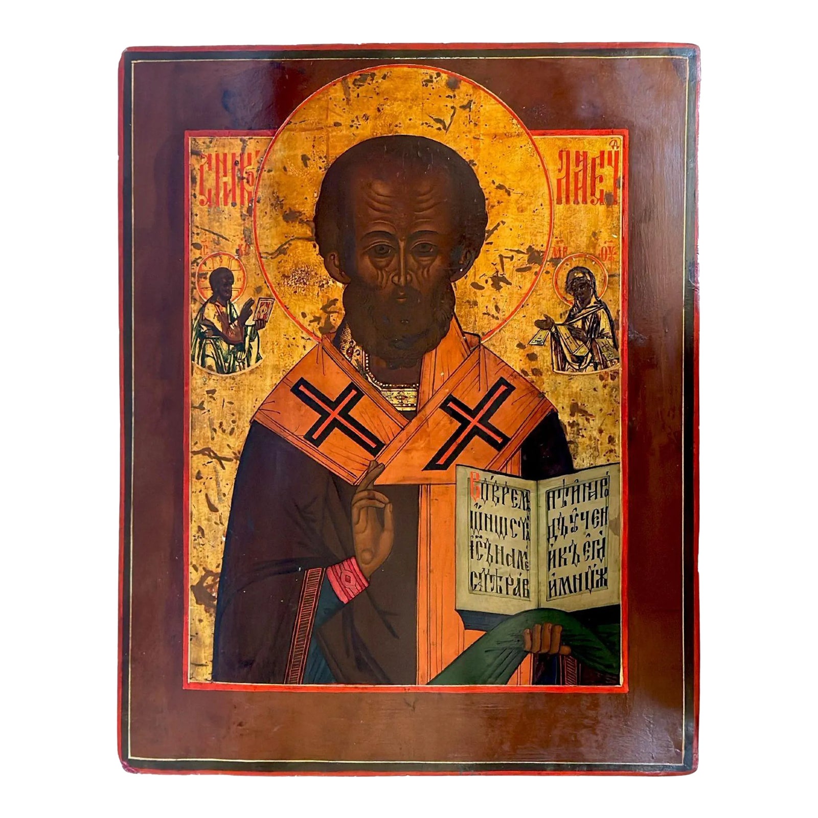 19th Century Religious Icon of St. Nicholas | Chairish