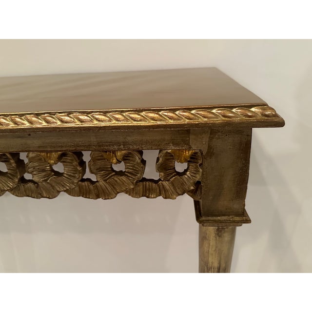 Carved Italian Gold & Silver Leaf Wall Mounted Console Table | Chairish