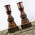 Pair Vintage Turned Wood and Composite Candle Holders | Chairish