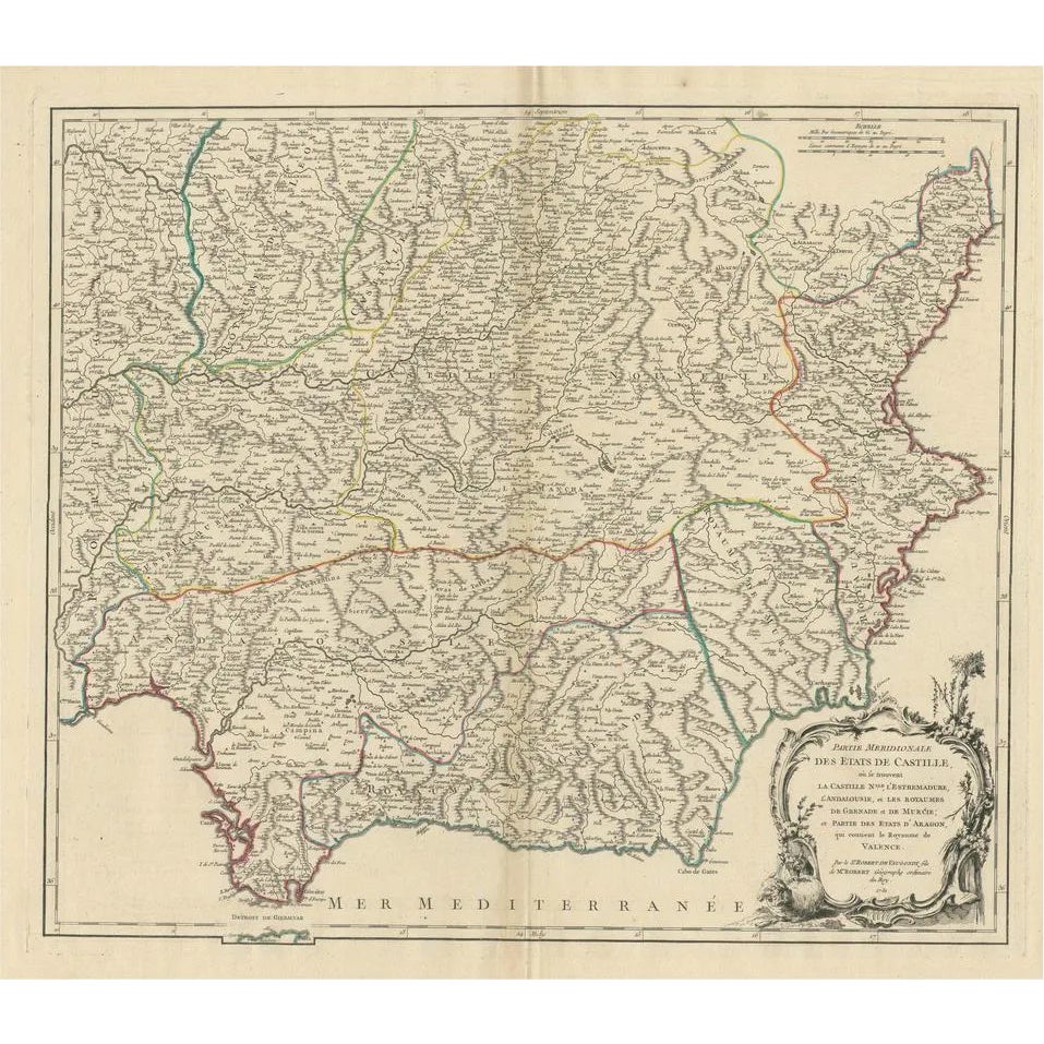 Map of Southern Spain with Castile, Andalusia, Granada, Murcia and ...