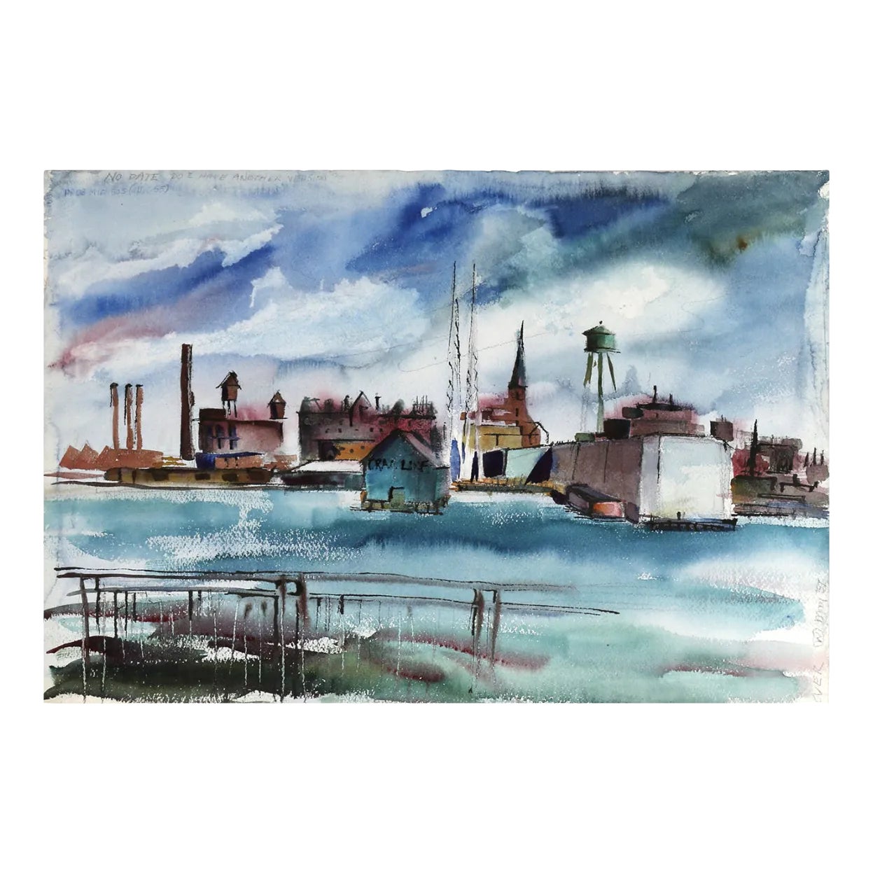 1950s "City View P5.71" Watercolor Painting by Eve Nethercott | Chairish