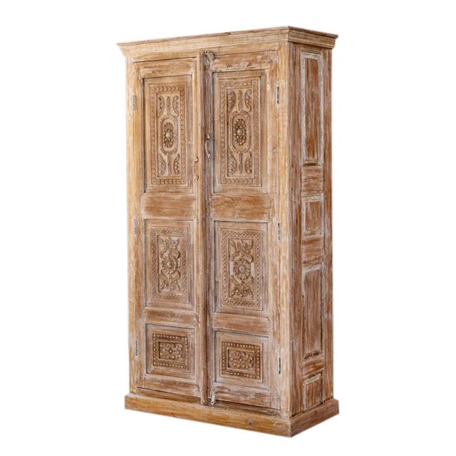 1920s Rustic Antique Indian Shekhawati Tall Cabinet | Chairish