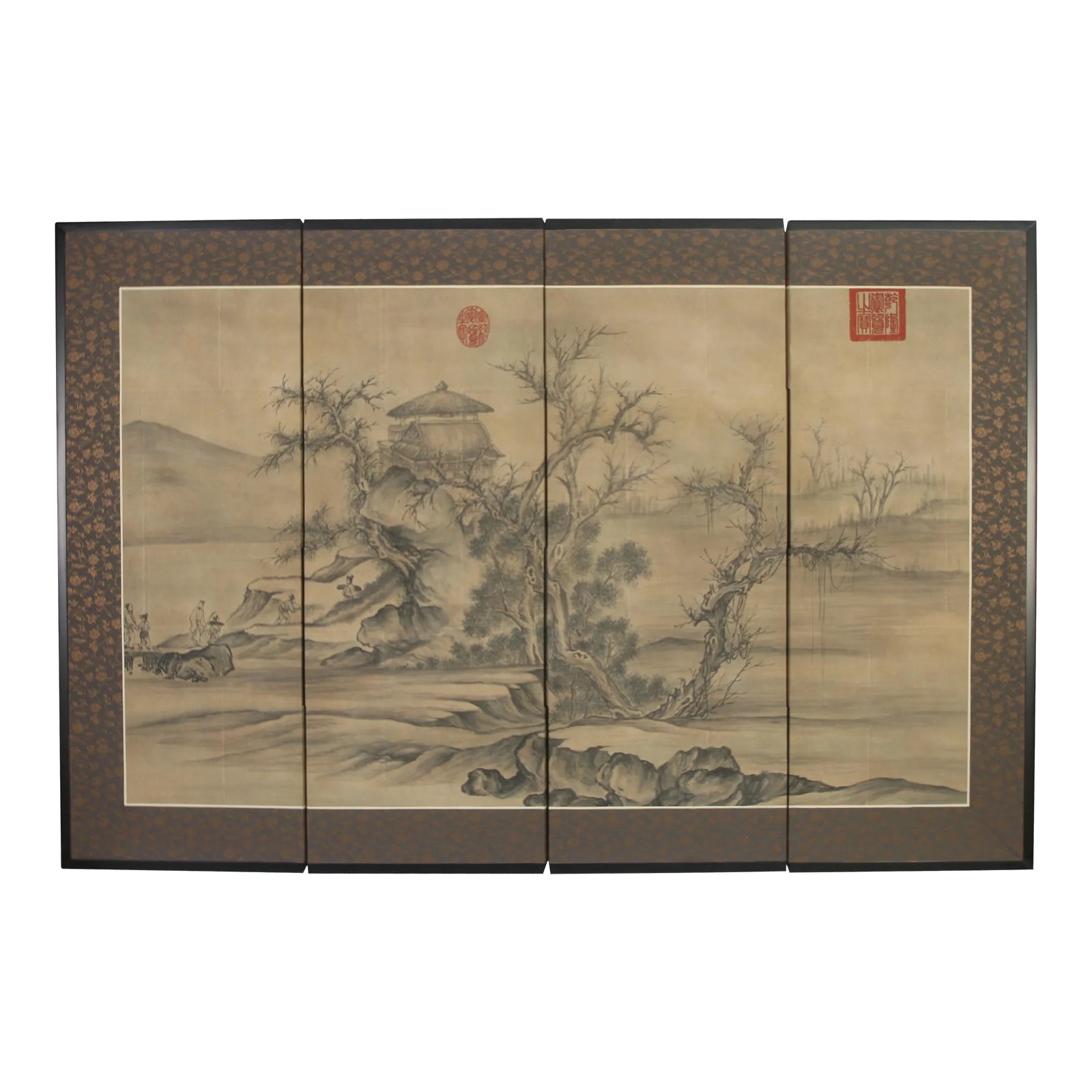 Vintage 4-Panel Chinese Screen | Chairish