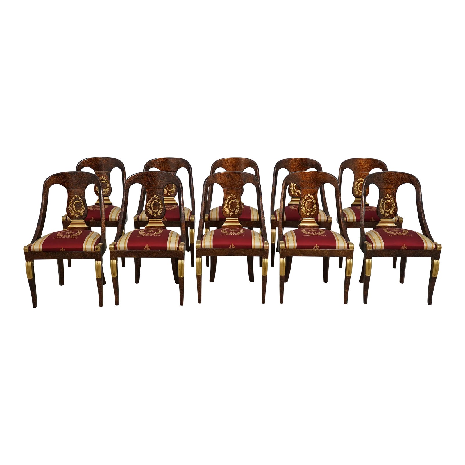 Set of 10 Napoleonic Design Italian Made Dining Room Chairs | Chairish