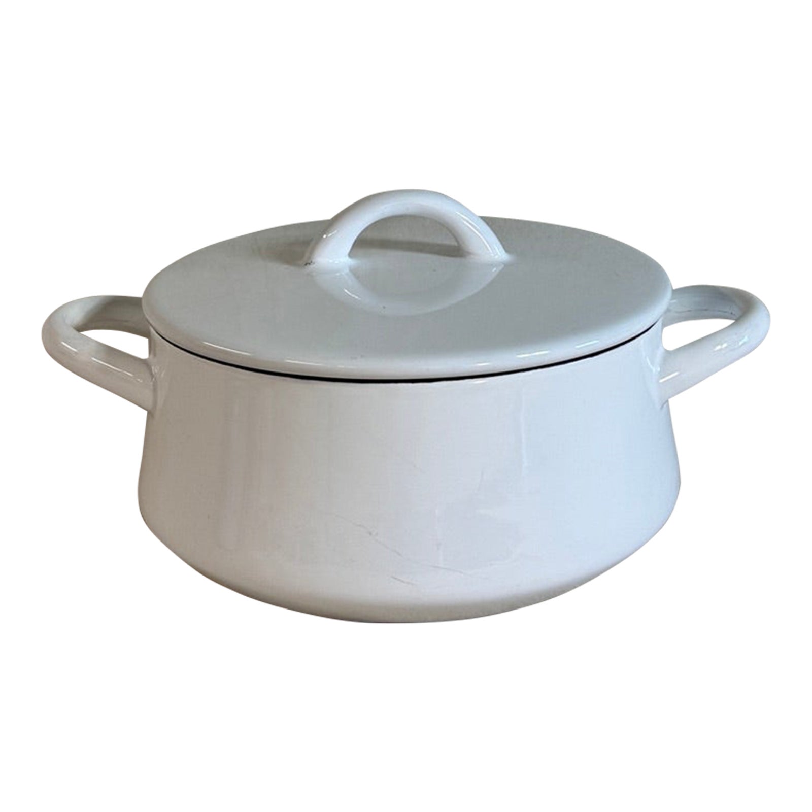 Late 20th Century 4 Quart Dansk Enamel Coasted Cast Iron Pot in White ...