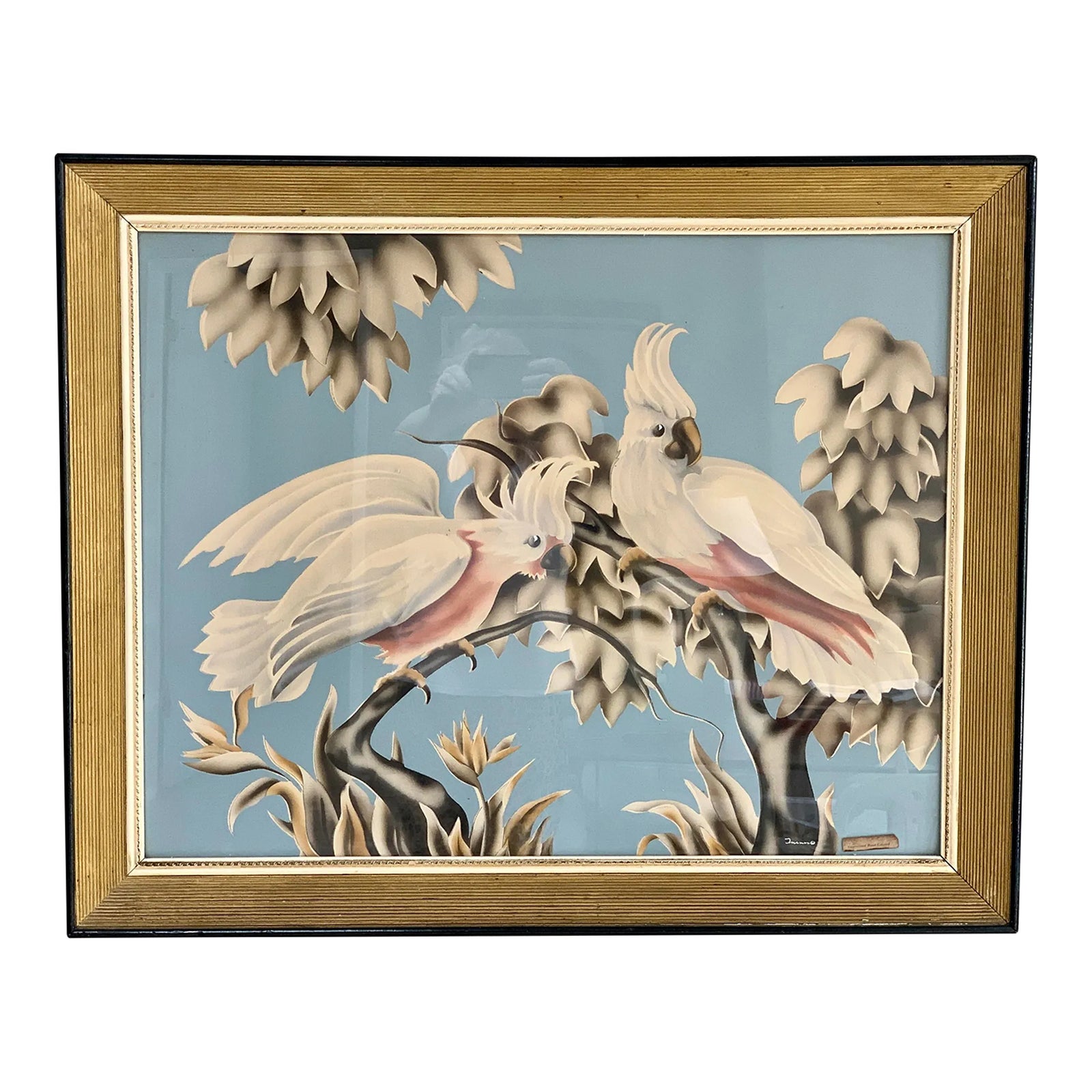 Mid-Century Turner Wall Art Pastel Cockatoos | Chairish